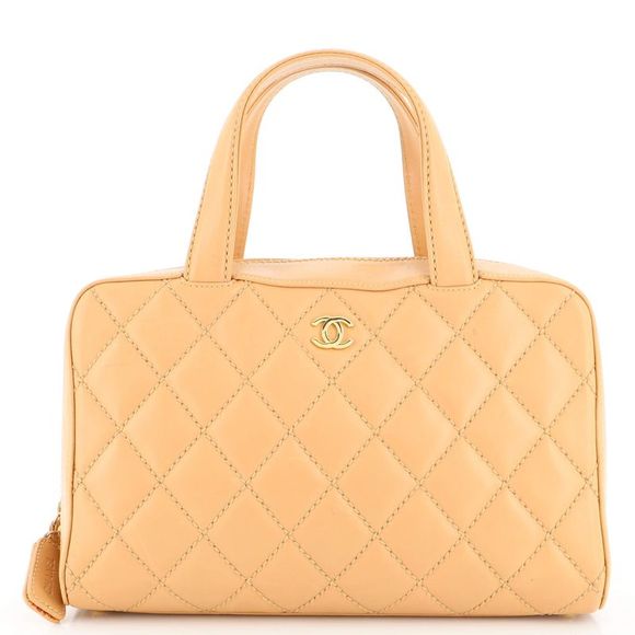 CHANEL | Bags | Chanel Surpique Zip Around Satchel Quilted Leather ...